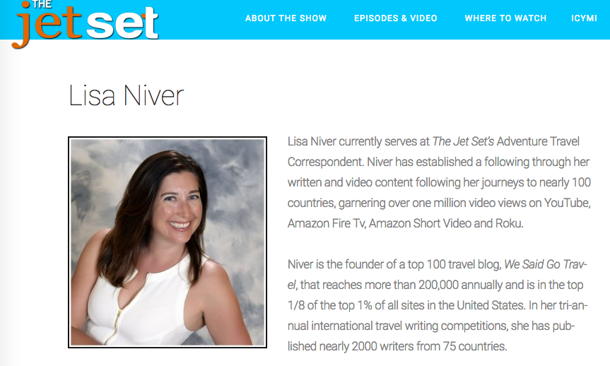 Who is the Adventure Correspondent on The Jet Set?